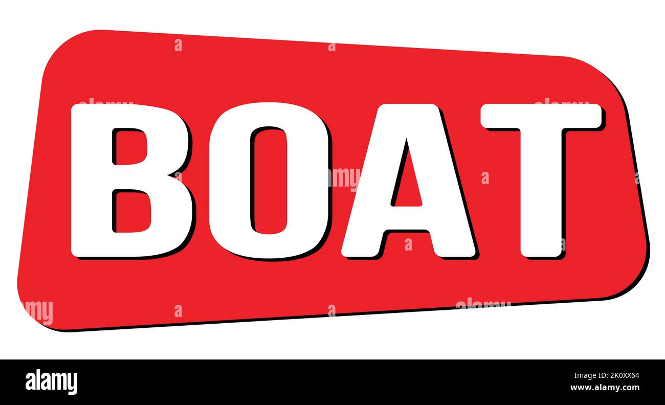 BOAT text written on red trapeze stamp sign Stock Photo - Alamy