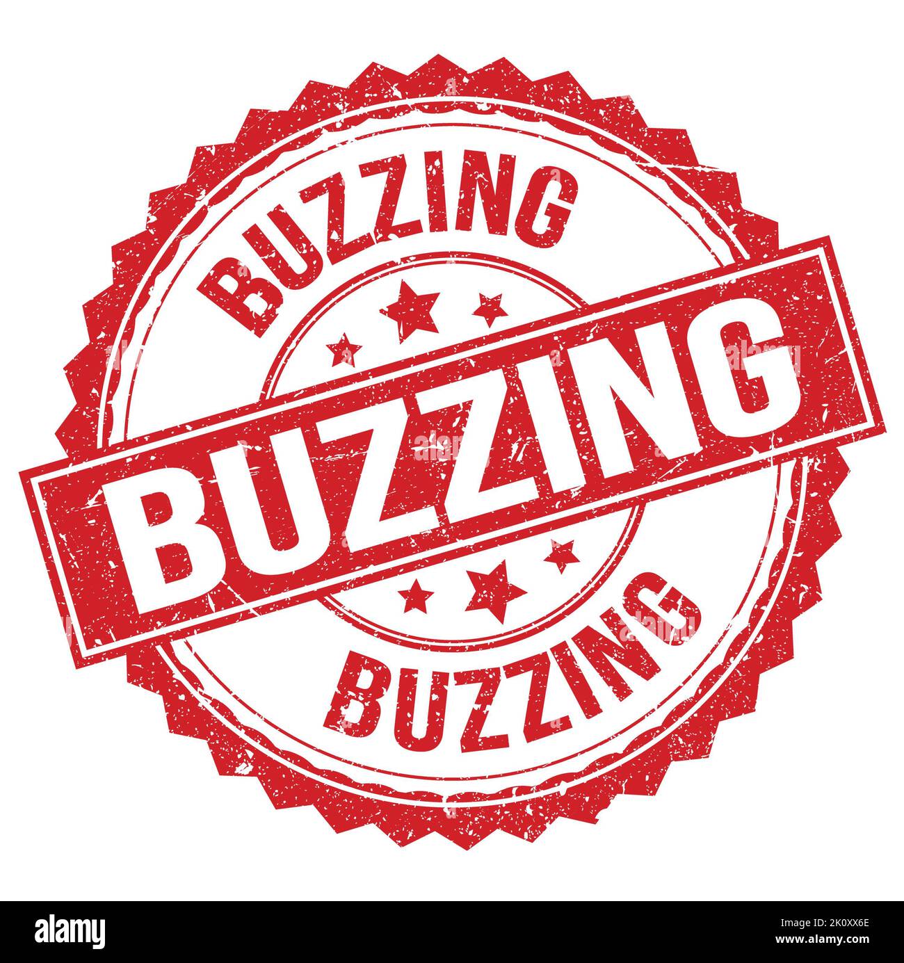 BUZZING text written on red round stamp sign Stock Photo - Alamy