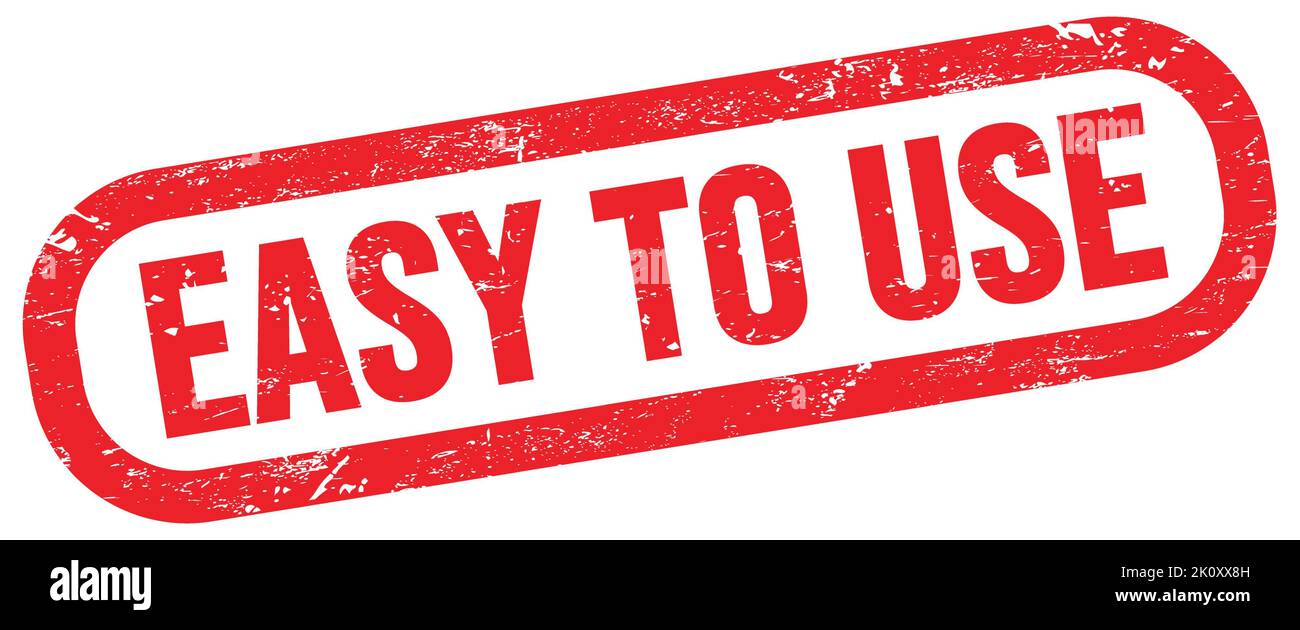 EASY TO USE, text on red rectangle stamp sign Stock Photo - Alamy