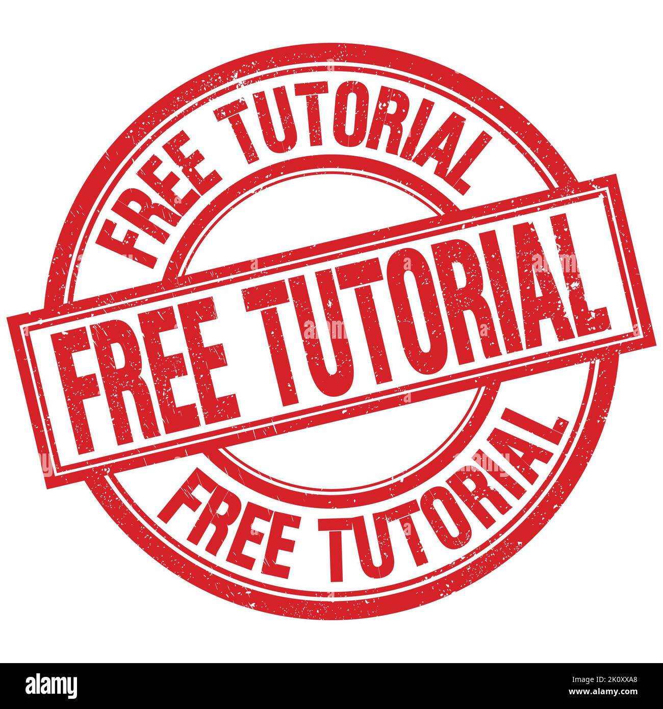 FREE TUTORIAL text written word on red round stamp sign Stock Photo - Alamy