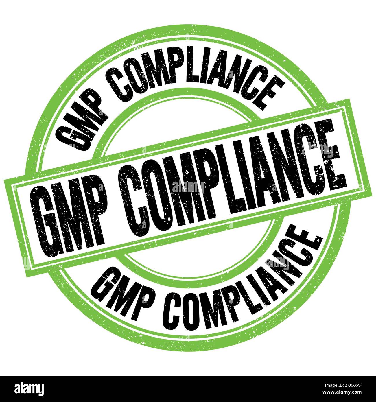 GMP COMPLIANCE text written on green-black round stamp sign Stock Photo ...
