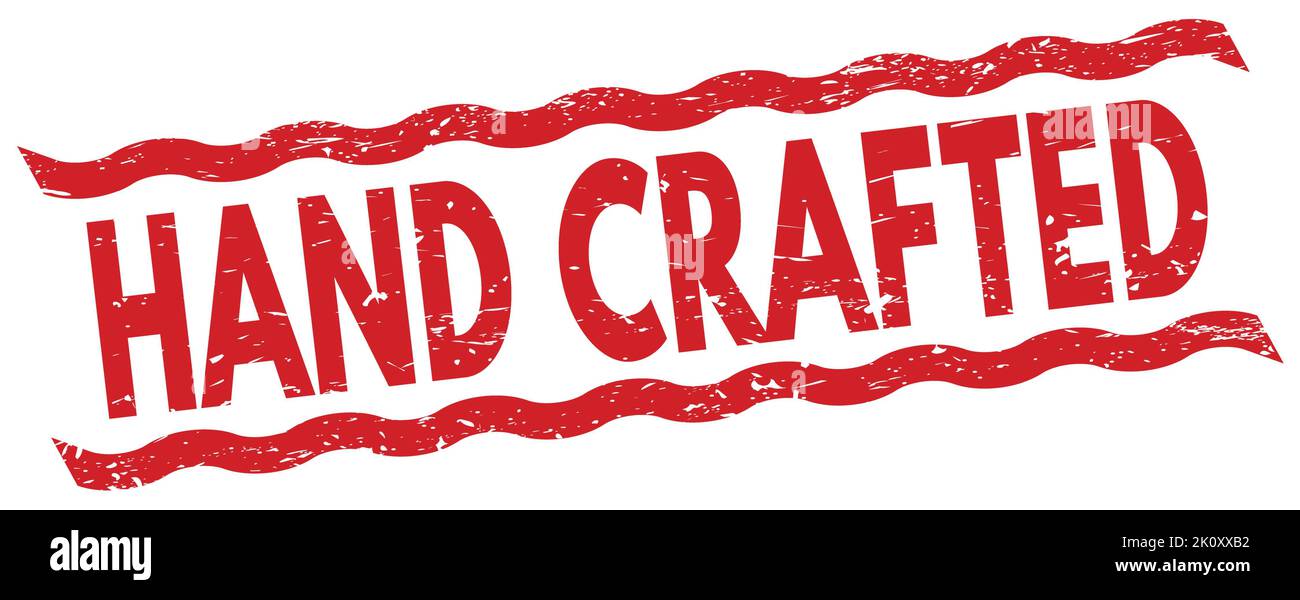 HAND CRAFTED text written on red lines stamp sign Stock Photo - Alamy