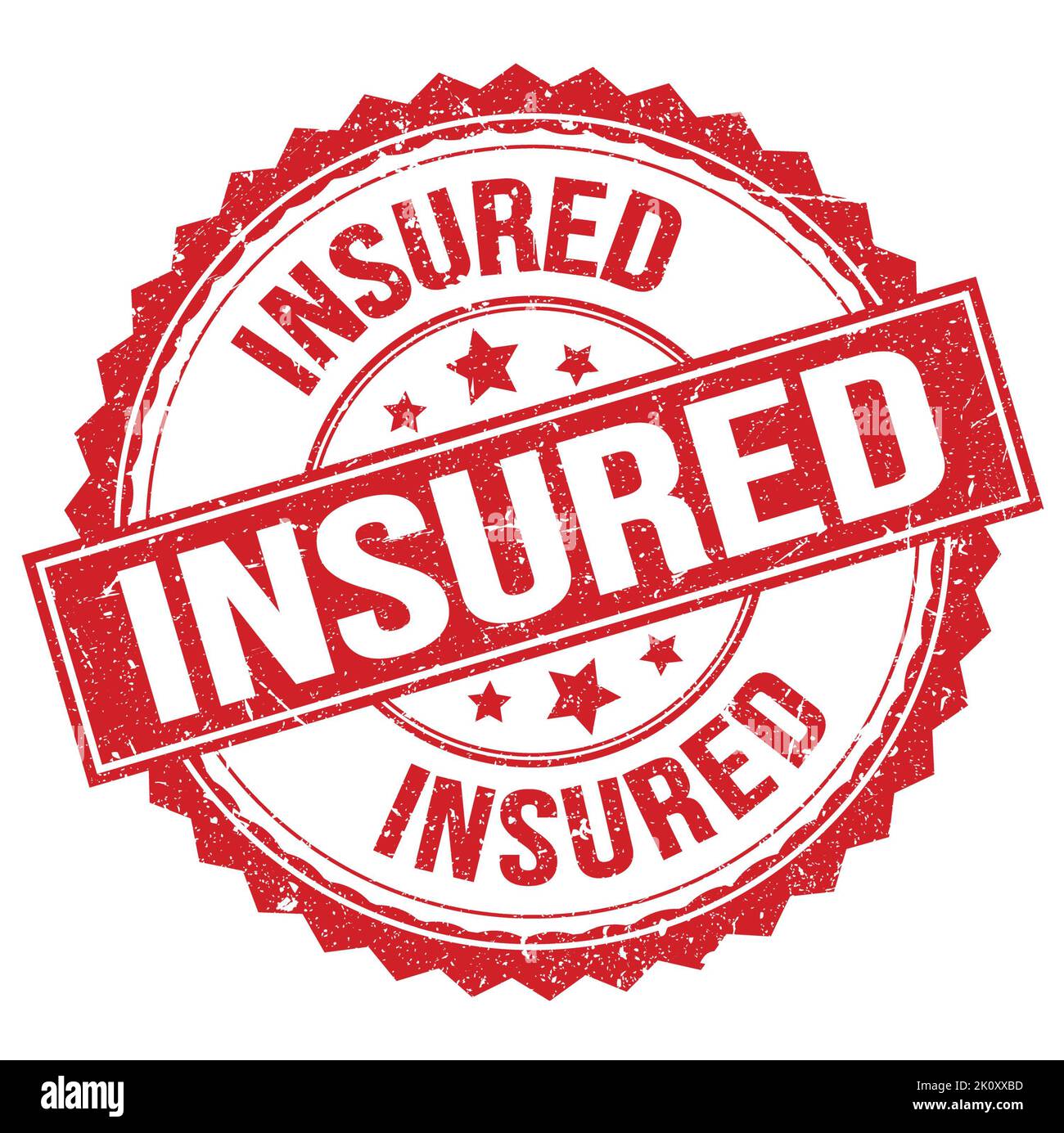 INSURED text written on red round stamp sign Stock Photo - Alamy