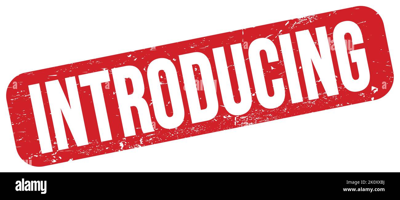 INTRODUCING text written on red grungy stamp sign Stock Photo - Alamy
