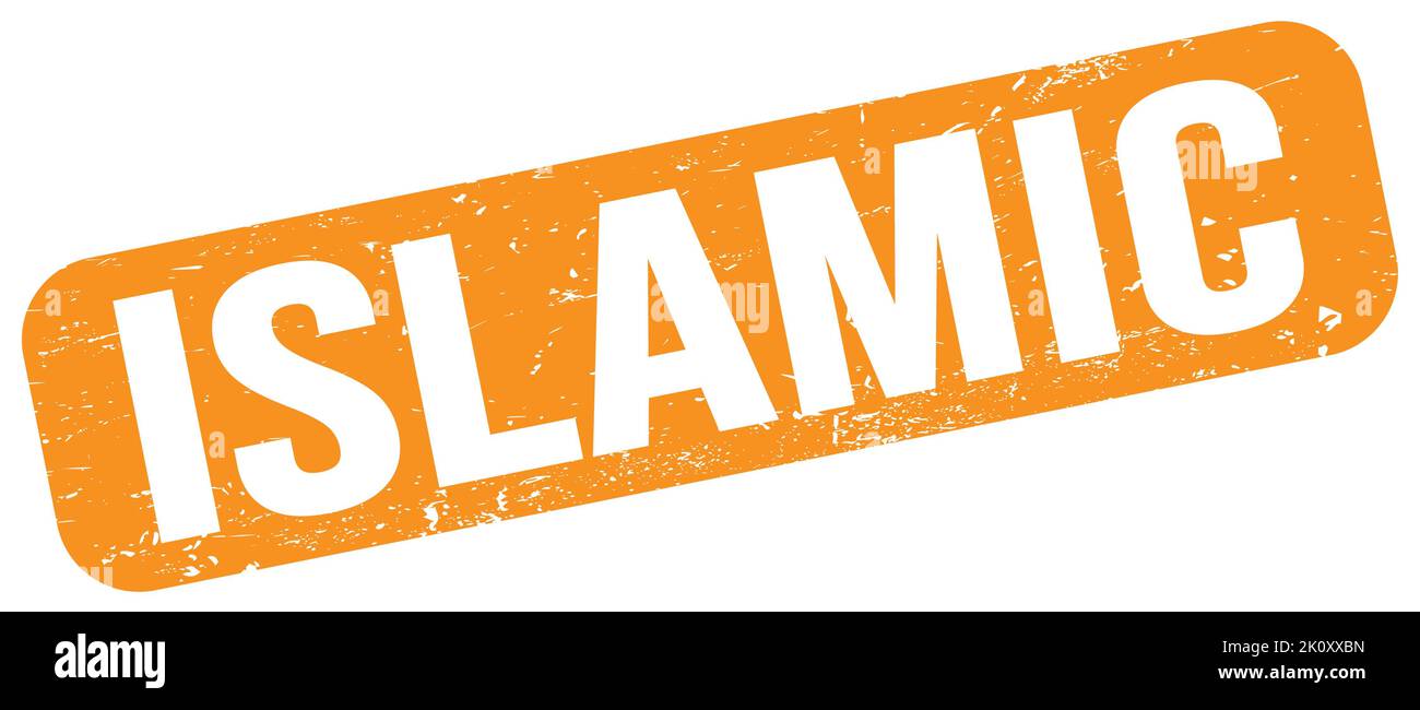 ISLAMIC text written on orange grungy stamp sign Stock Photo - Alamy