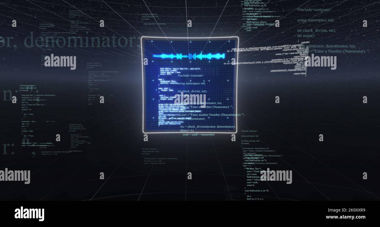 Image of data processing on blue background Stock Photo - Alamy
