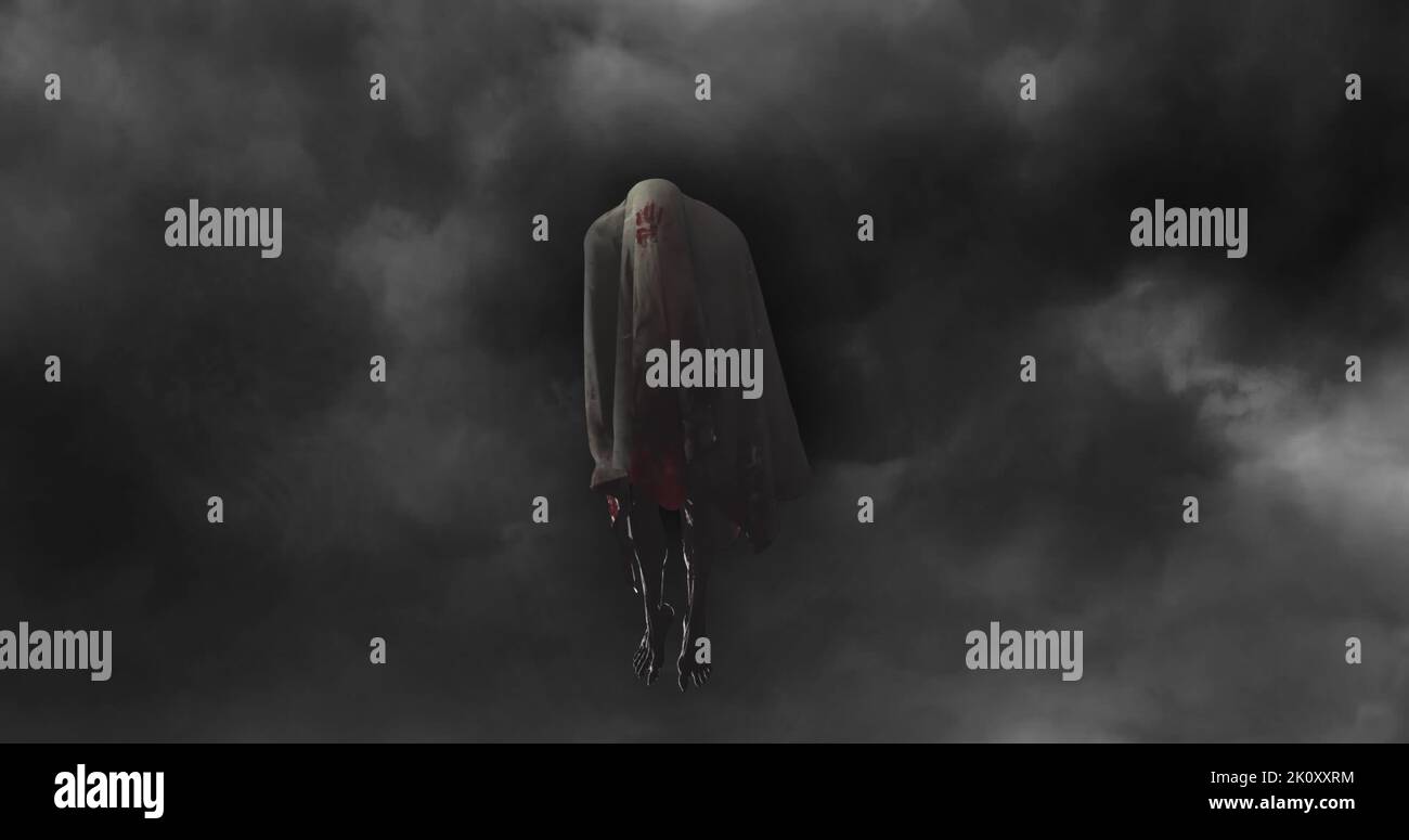 Image of scary halloween ghost over grey clouds in sky Stock Photo - Alamy