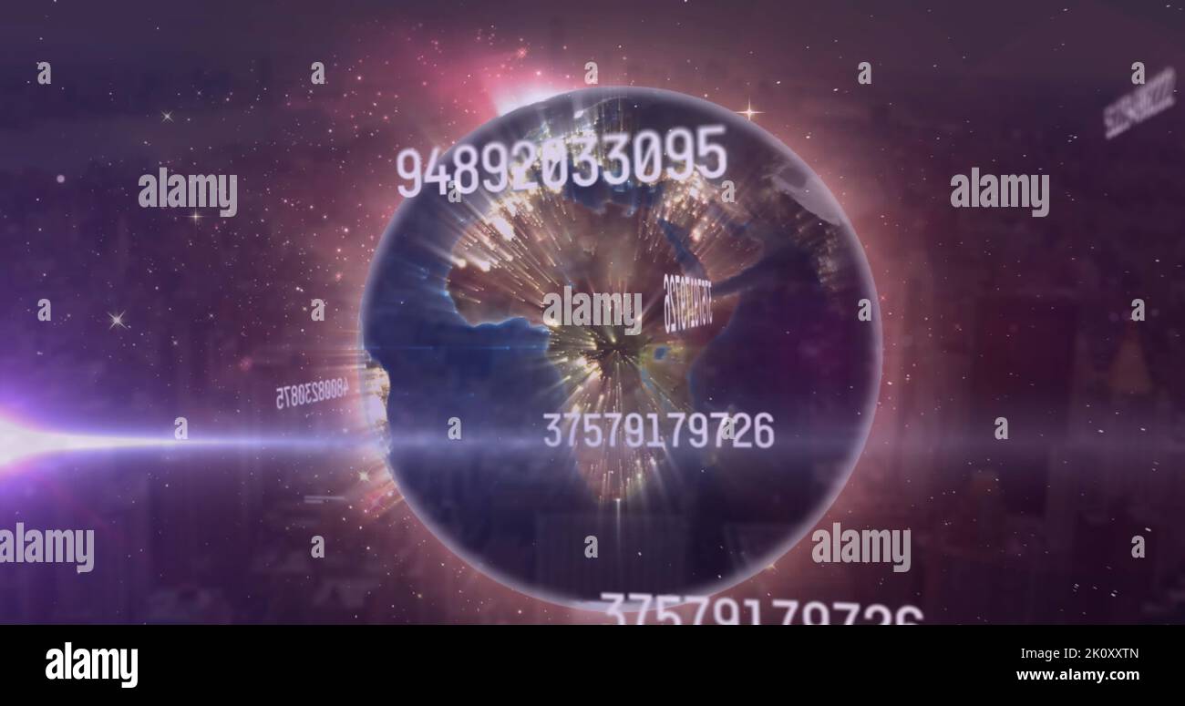 Image of numbers changing with globe and network of connections Stock ...