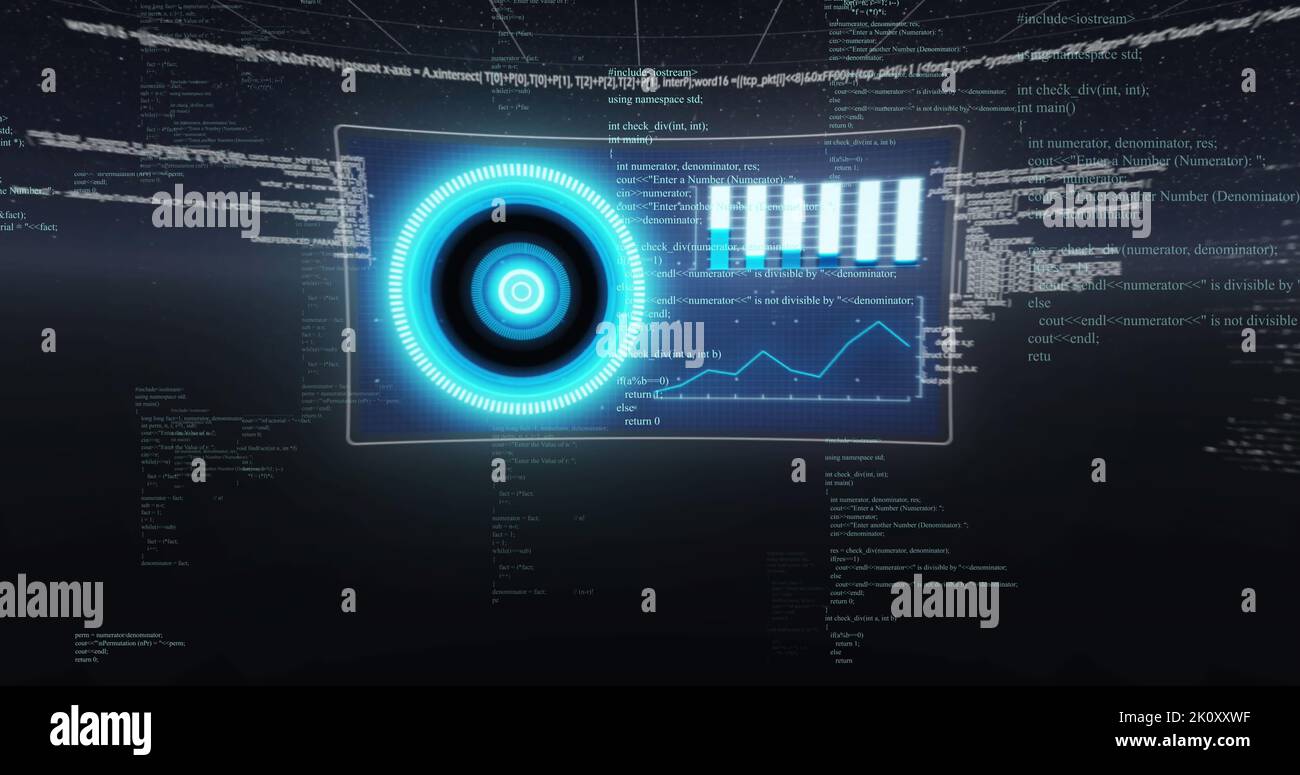 Image of data processing on blue background Stock Photo - Alamy