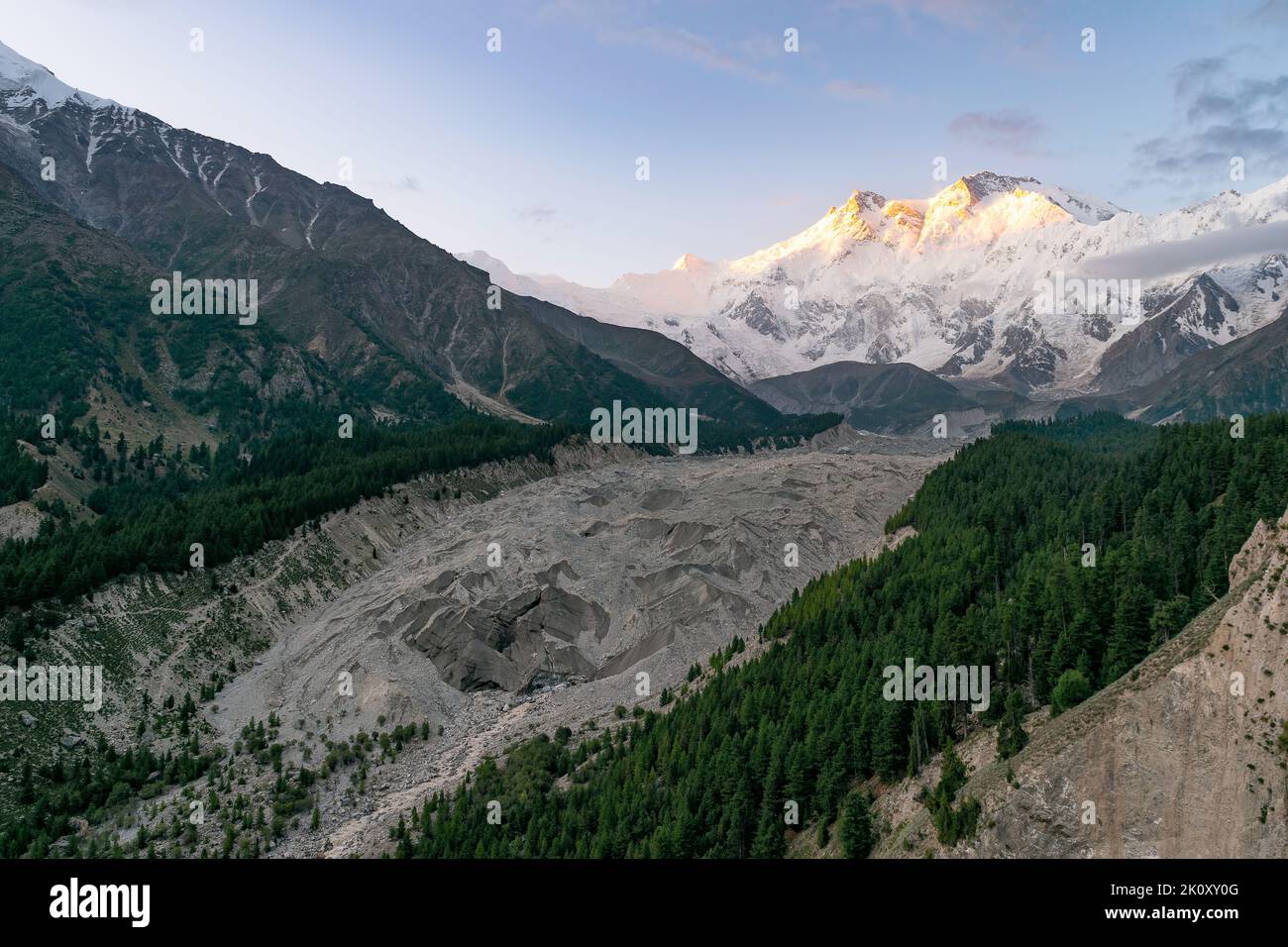 a beautiful shot of Rakhiot glacier and Nanga Parbat in karakoram ...