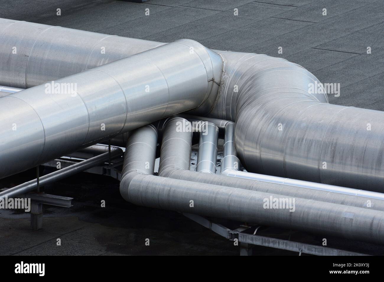 Large industrial stainless steel pipe line Stock Photo - Alamy