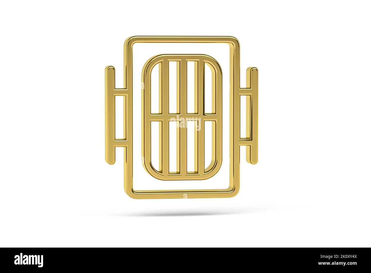 Golden 3d grille icon isolated on white background - 3d render Stock ...