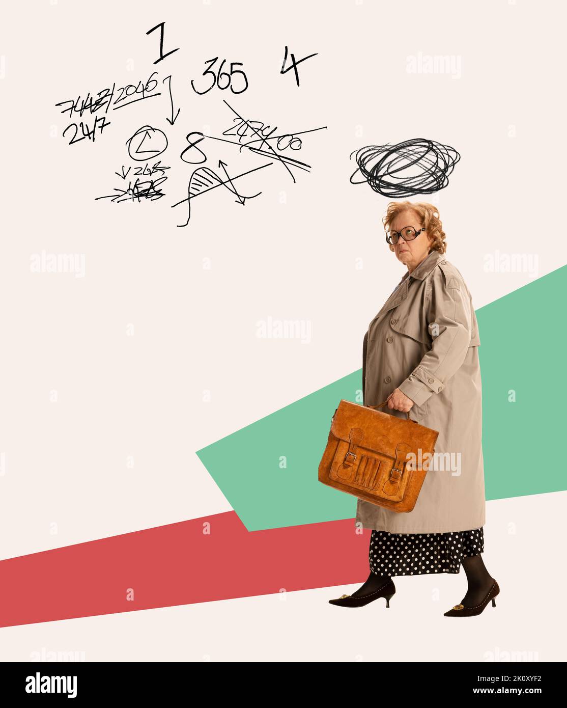 Serious woman, genius scientist or boss in retro clothes thinking ... Serious woman, genius scientist or boss in retro clothes thinking ...