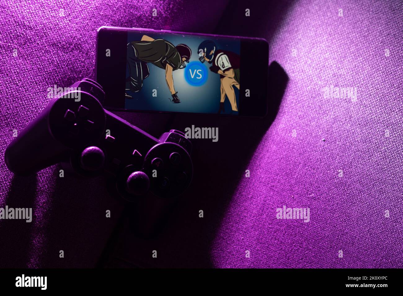 Gamer work space concept. gaming set up. top view of a gaming gear ...