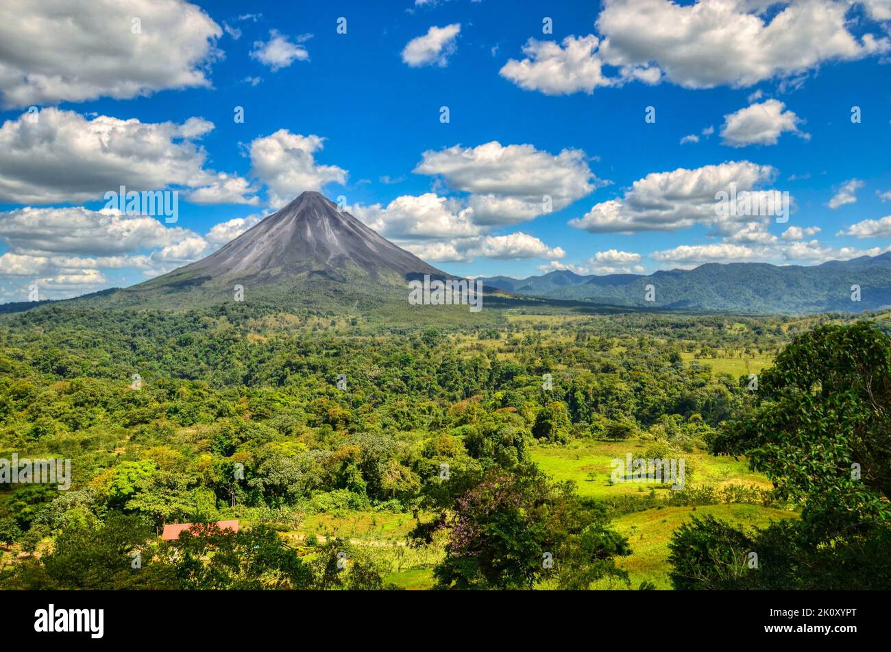 Landscape Panorama picture from Volcano Arenal next to the rainforest ...