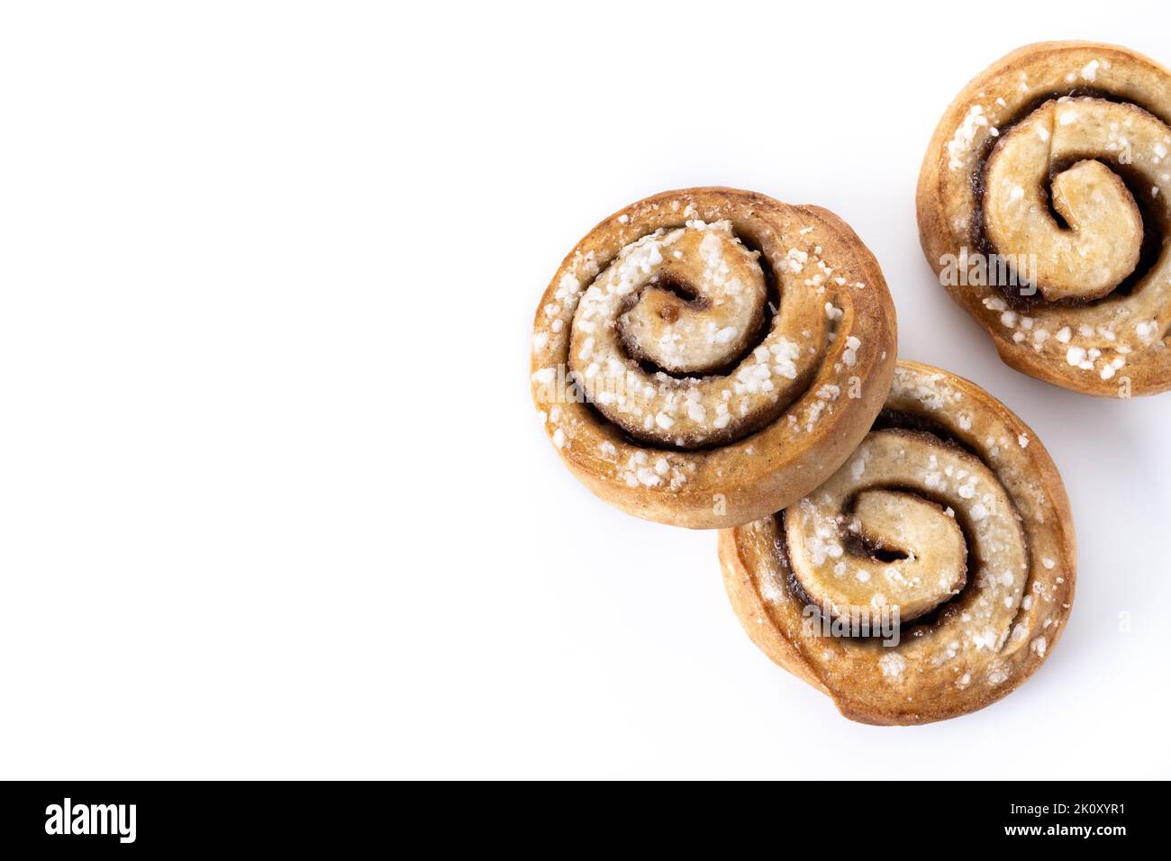 Cinnamon rolls buns. Kanelbulle Swedish dessert isolated on white ...