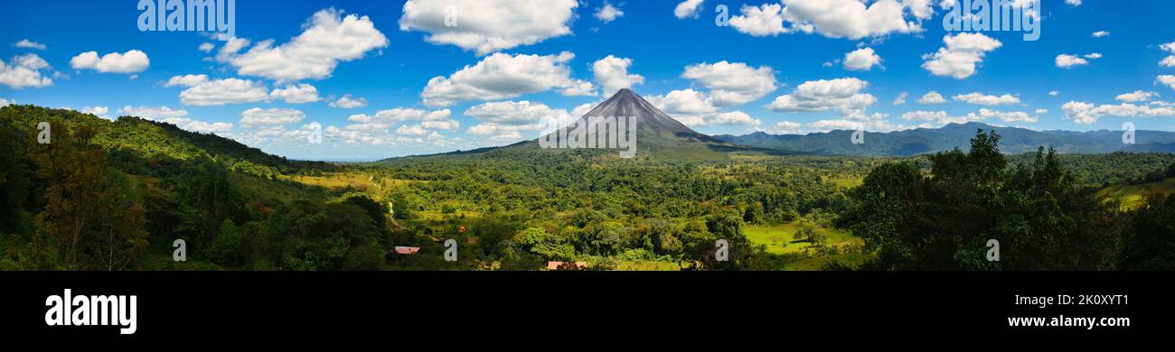 Landscape Panorama picture from Volcano Arenal next to the rainforest ...