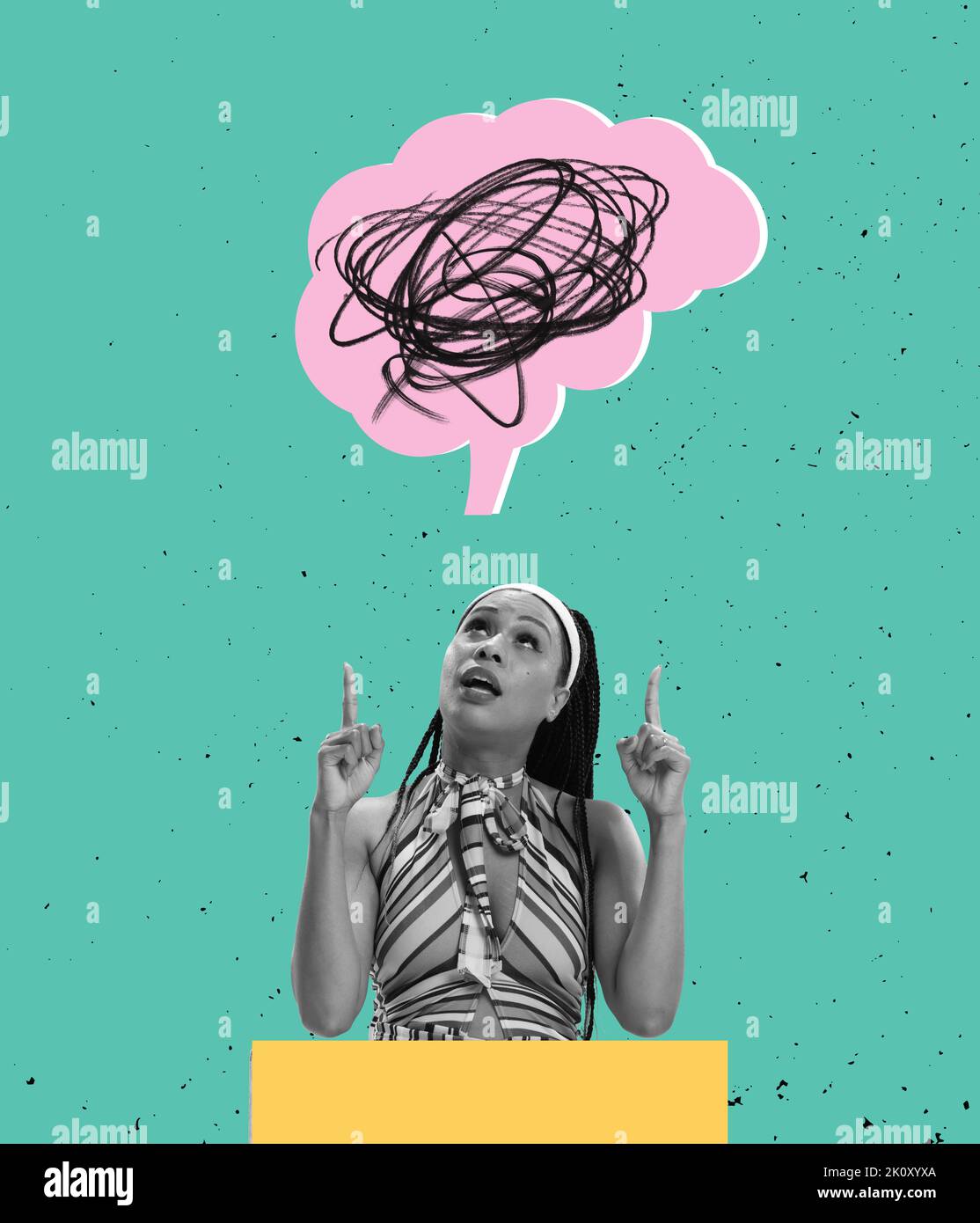 Hurricane of ideas and thoughts in woman head. Modern design ...