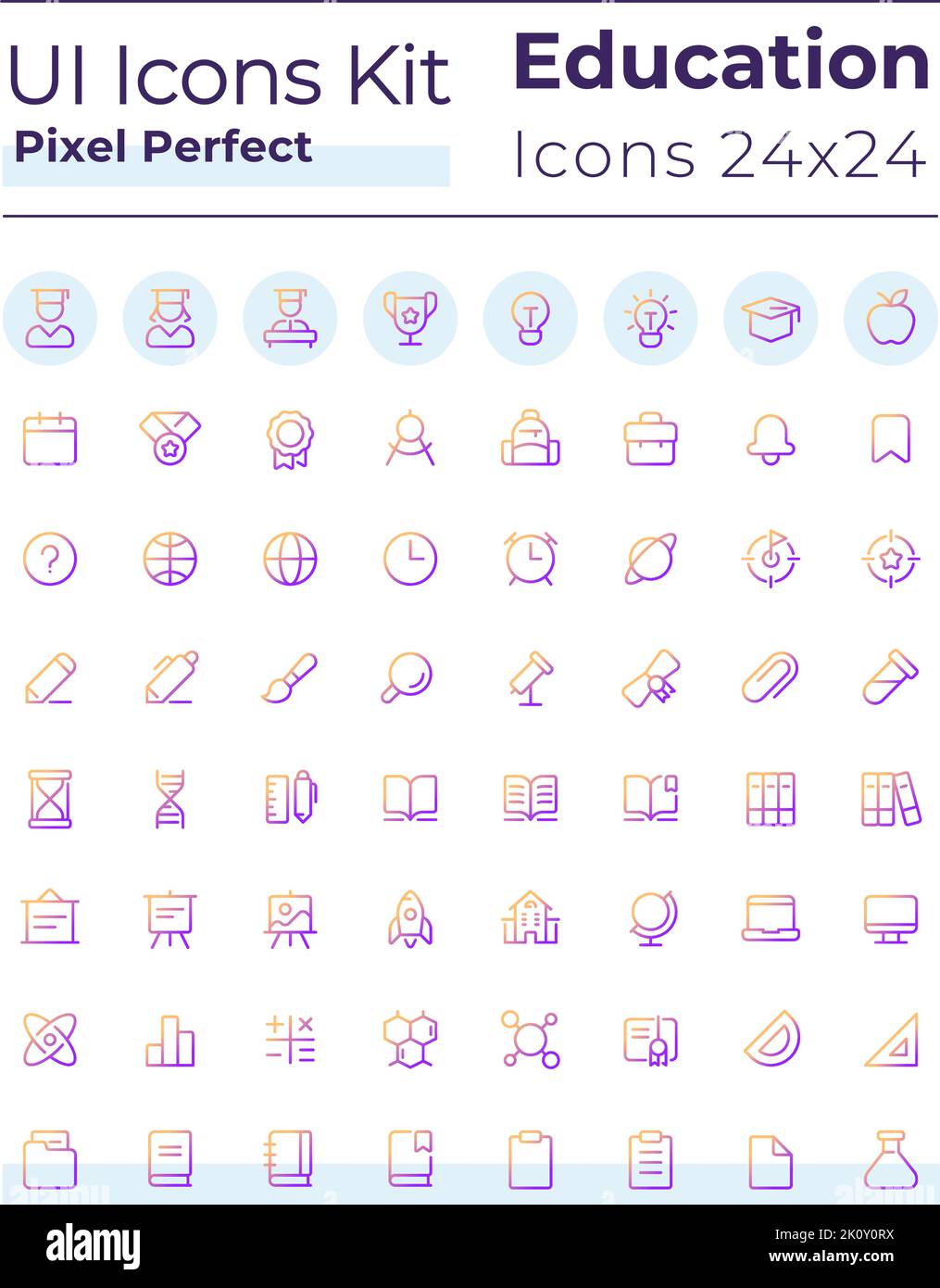 Distance learning platform pixel perfect gradient linear ui icons set Stock Vector Image & Art ...