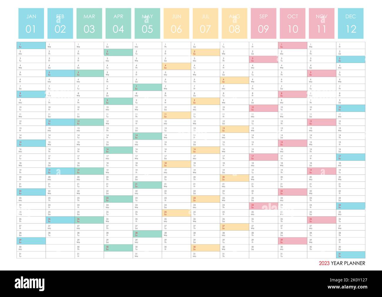 2023 year planner, calendar. Wall organizer, yearly planner template ...