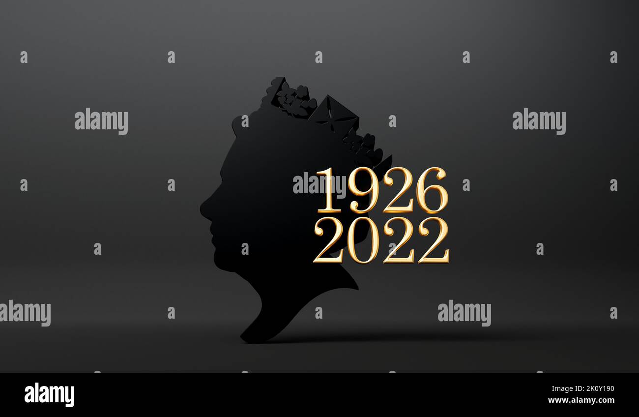 LONDON, UK - September 2022: A memorial poster of Queen Elizabeth II ...