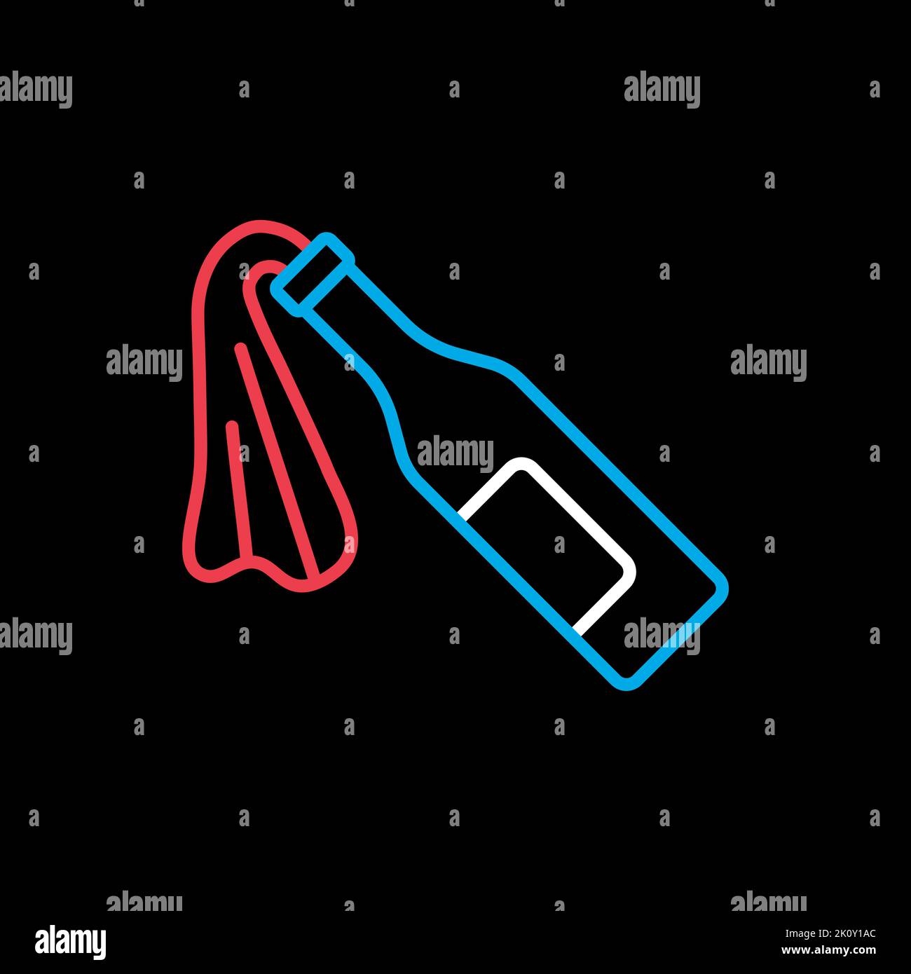 Molotov cocktail flat vector isolated on black background icon ...