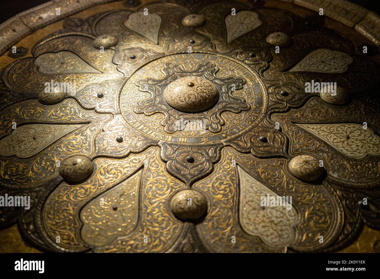 Eastern Muslim table from steel, silver and bone Stock Photo - Alamy