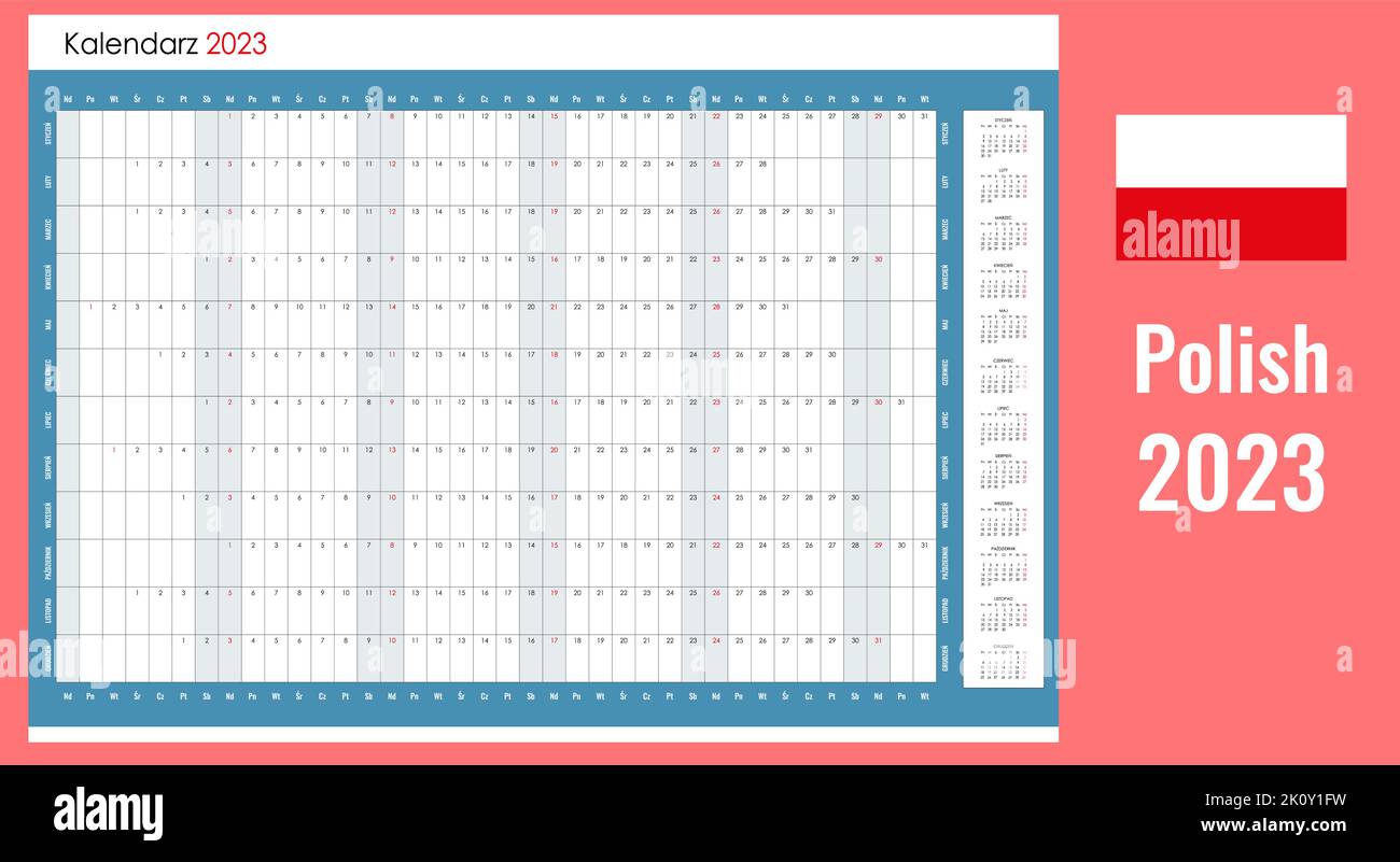 Calendar in Polish for 2023. Year planner and organizer. Simple and ...