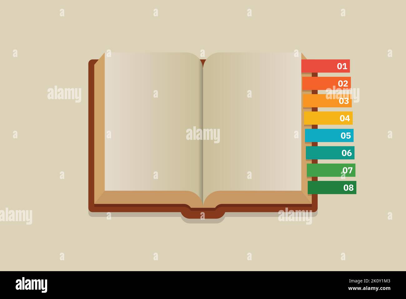 Open empty book with color bookmarks. Vector illustration Stock Vector ...