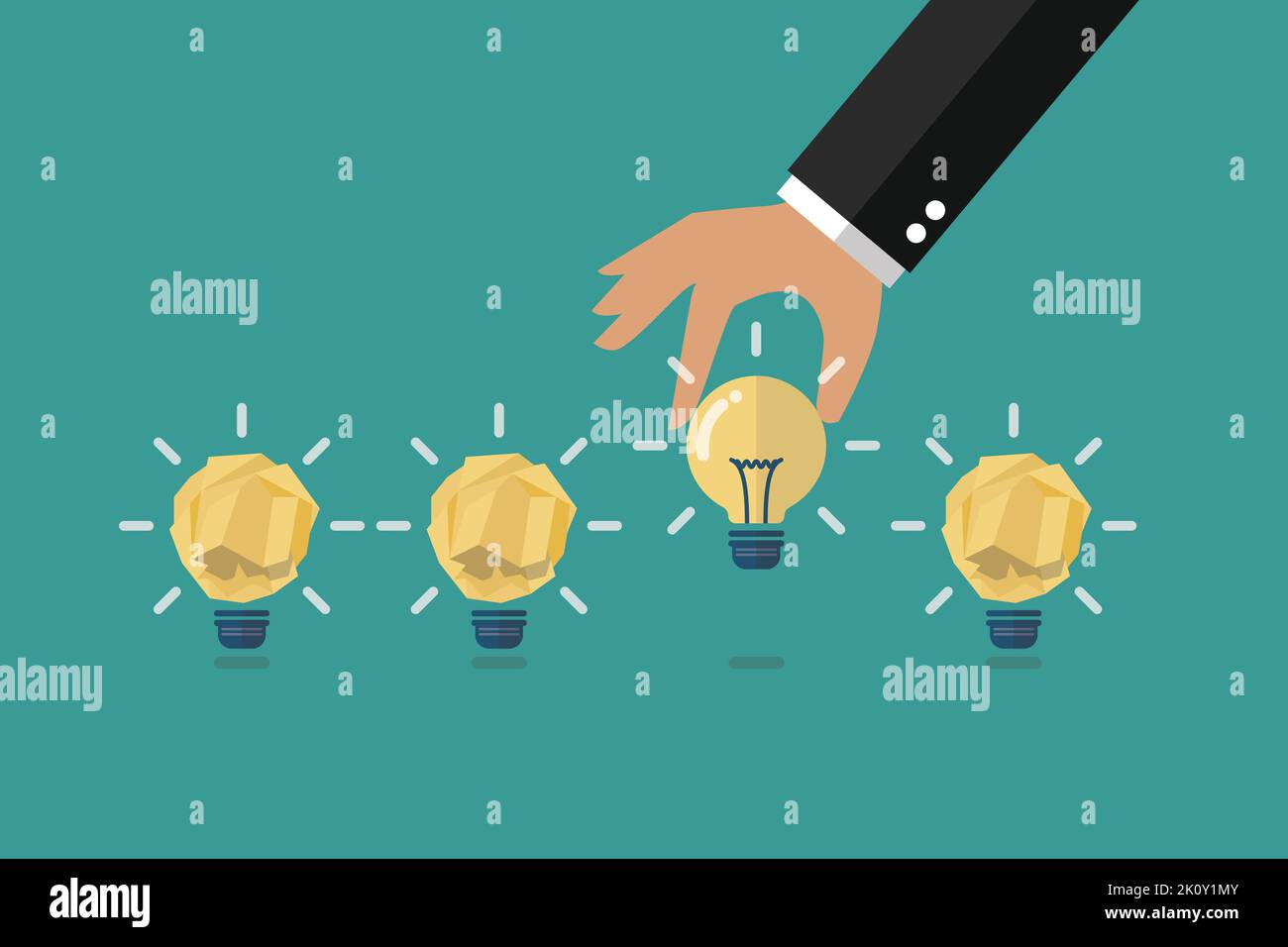 Hand picking up the perfect idea among the crumpled paper ideas ...