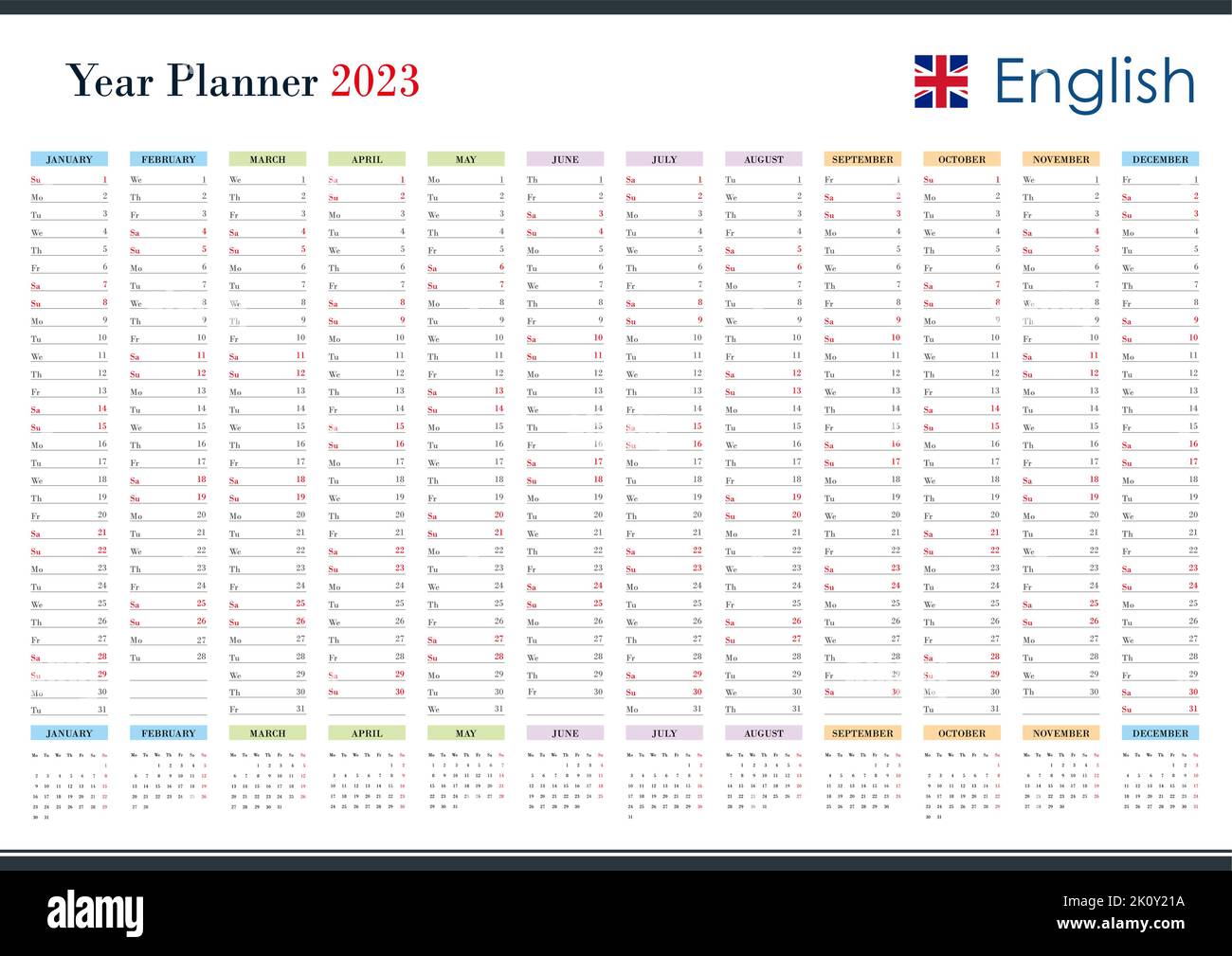 Planner calendar for 2023. Wall organizer, yearly planner template ...