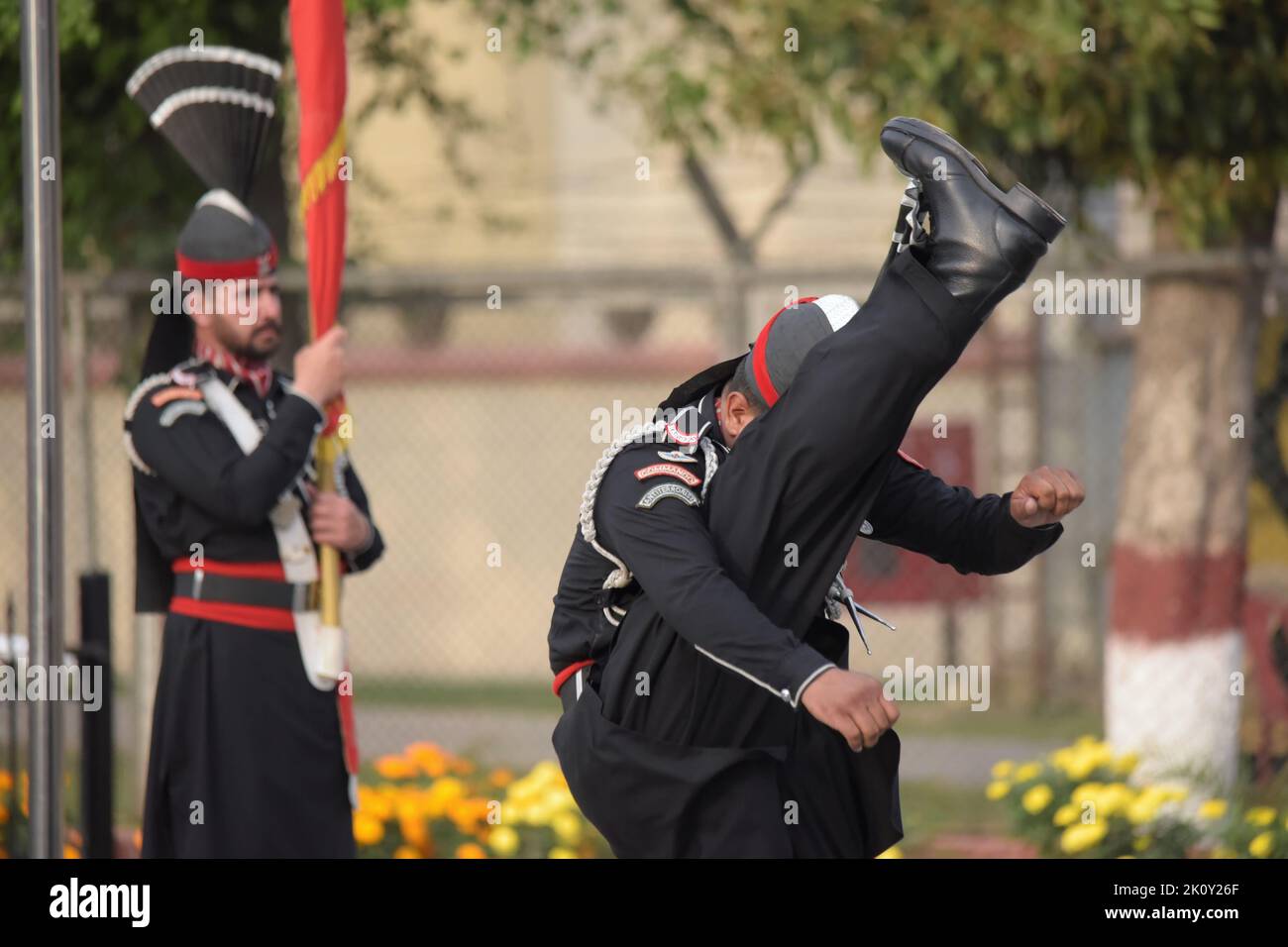 Ceremonial closing of gates and lowering of flags of India and Pakistan ...