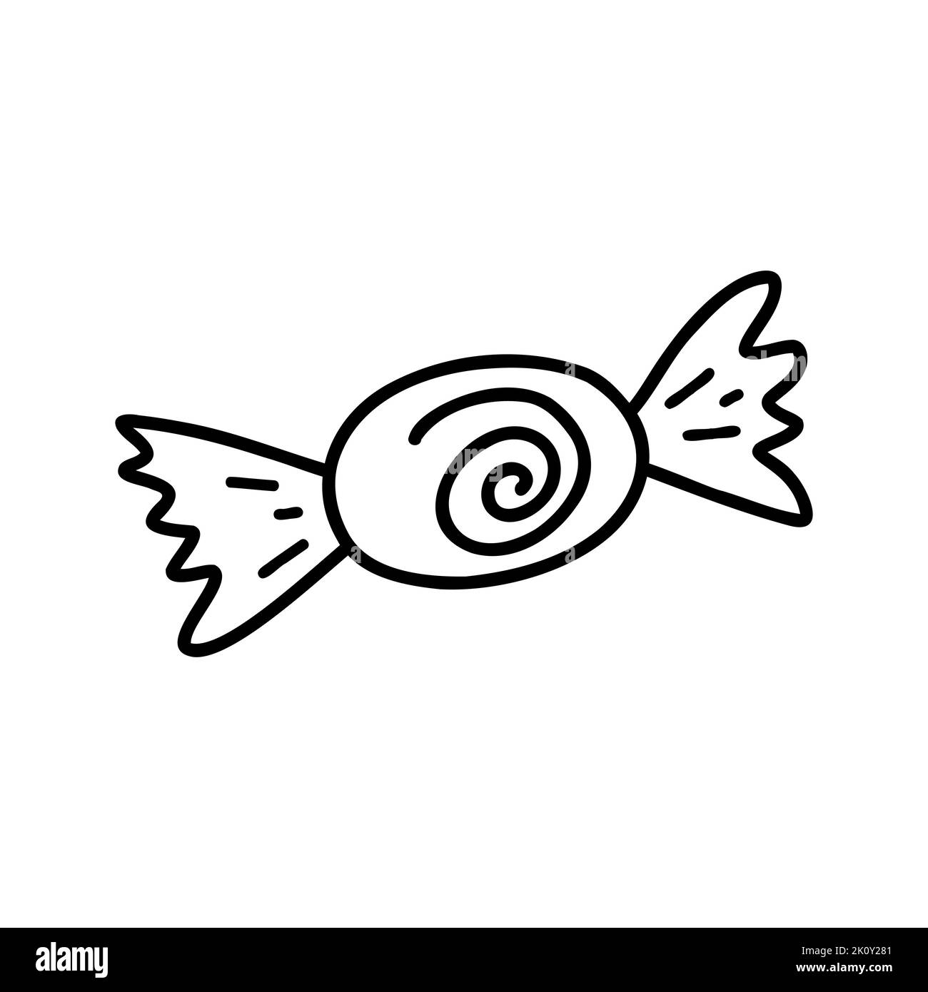 Hand drawn doodle candy. Cartoon element of sweets, vector sketch ...