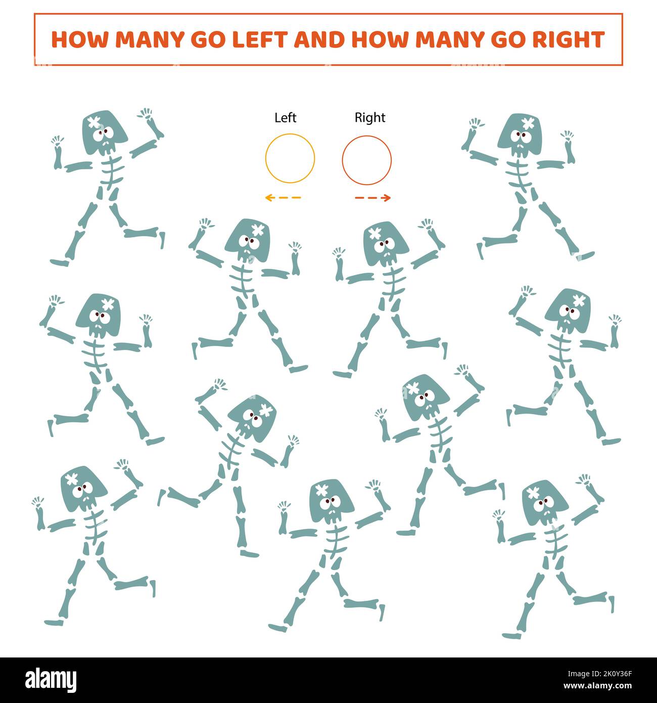 How many go left.How many go right.Counting game with cute cartoon ...