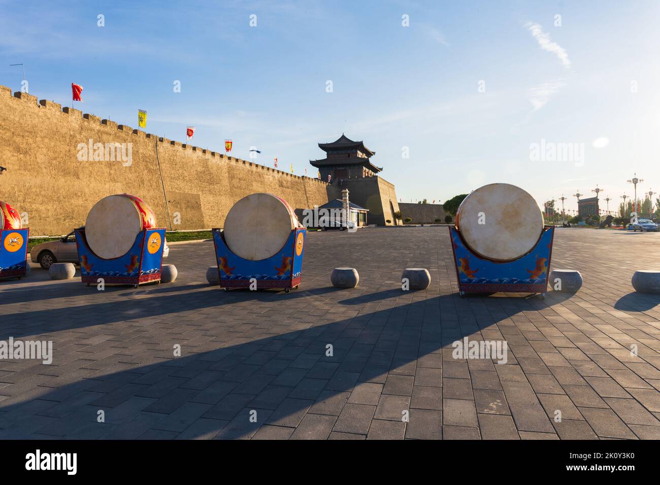 Pedestrian area of Fortifications of Xi'an, China. Old city walls ...