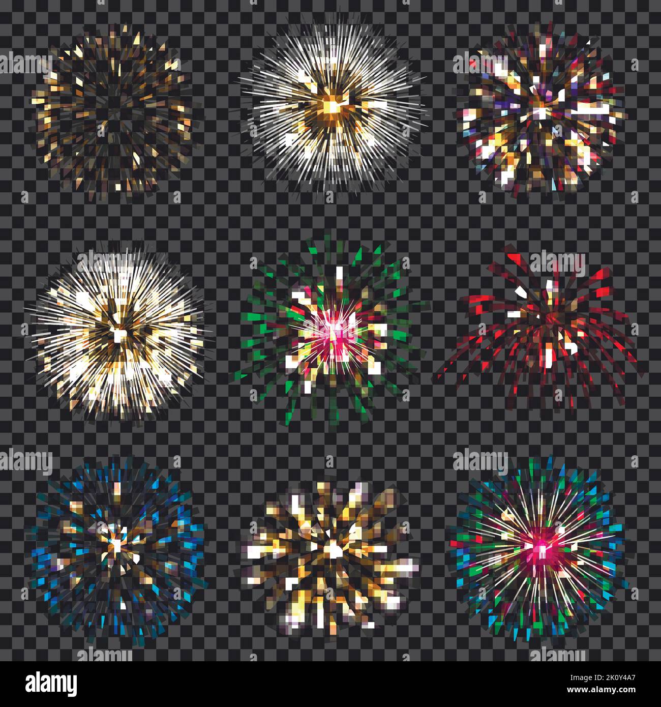 Realistic fireworks isolated on transparent background. Vector ...