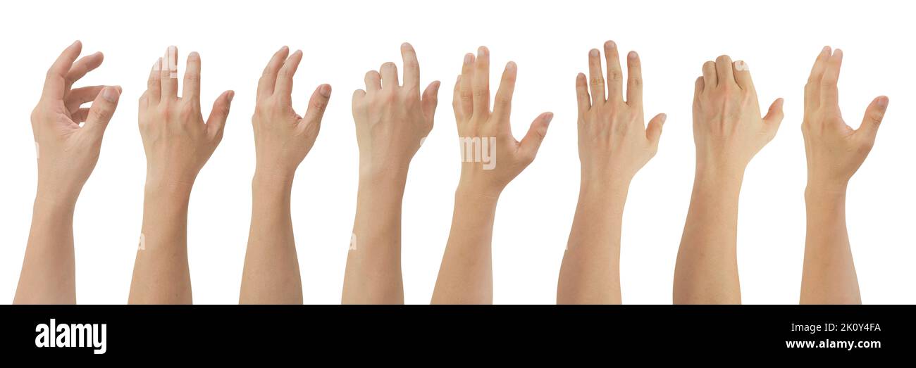 Group of Male hands gestures isolated on white background included ...