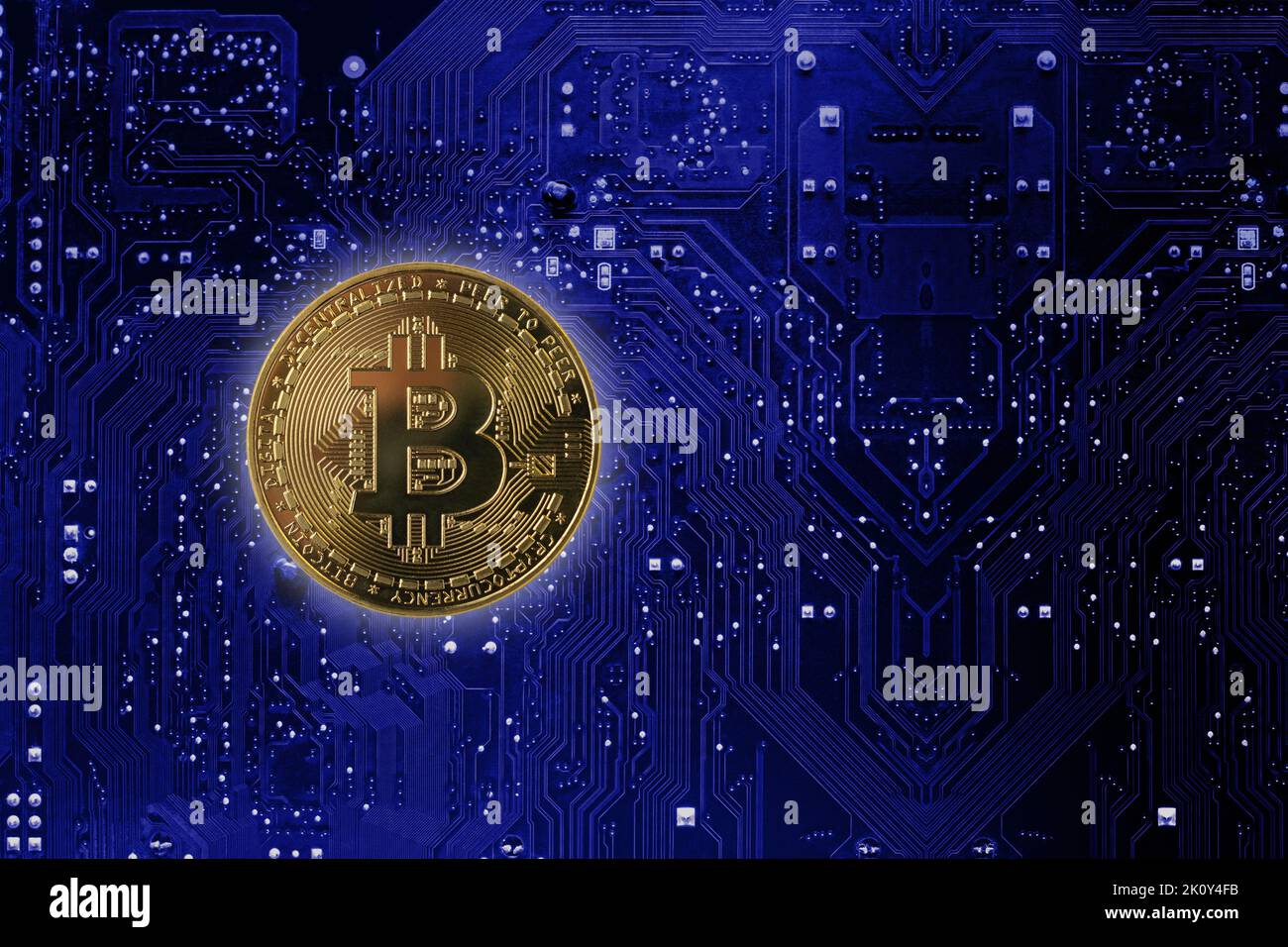Bitcoin mining concept in blue hi-res stock photography and images - Alamy