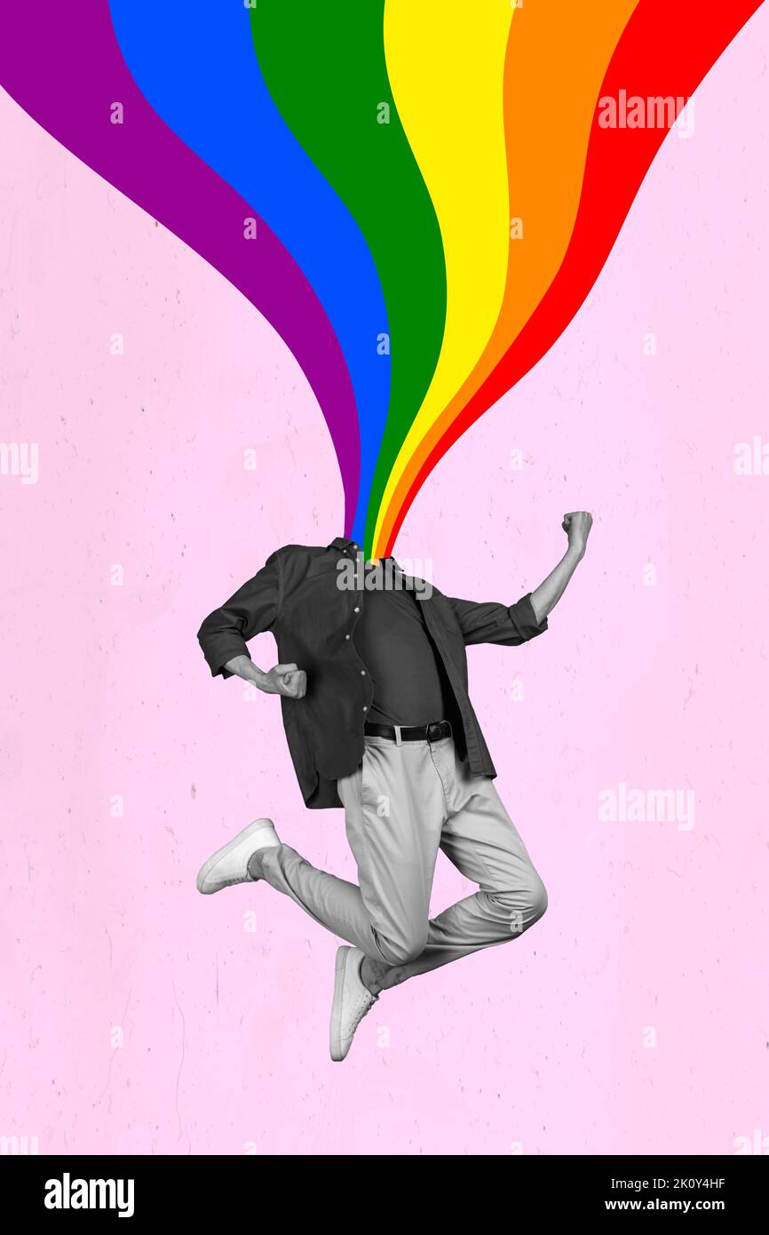 Creative 3d collage artwork poster postcard of happy guy colorful ...