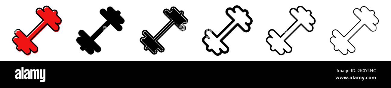 Dumbbell icon. Set of different icons of dumbbell. Vector illustration. Dumbbells for a sports ...