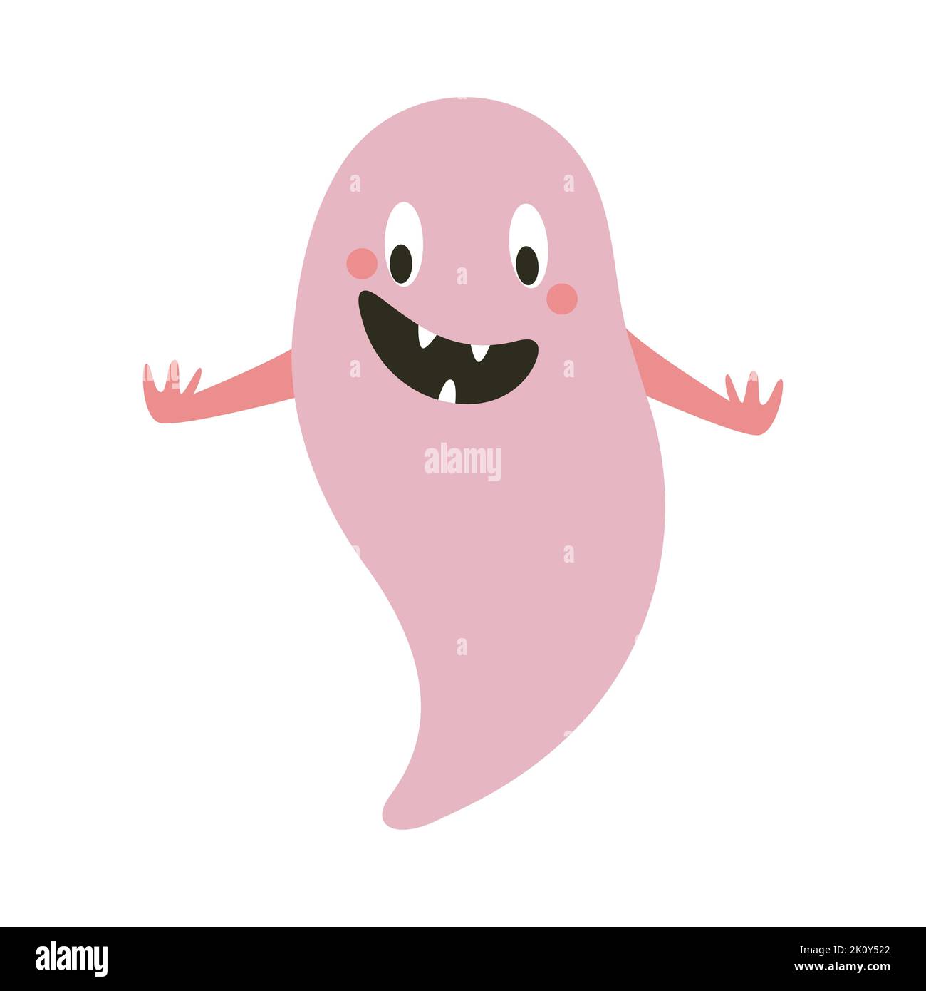 Cute smiling ghost. Halloween holiday. Vector illustration in flat ...