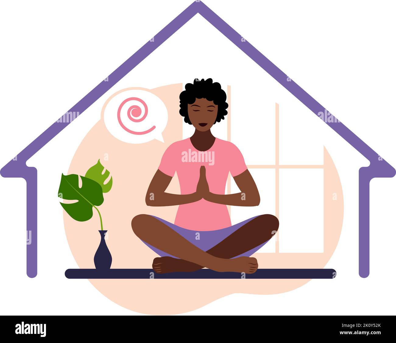 Meditation, yoga concept, relax, recreation, healthy lifestyle. African ...