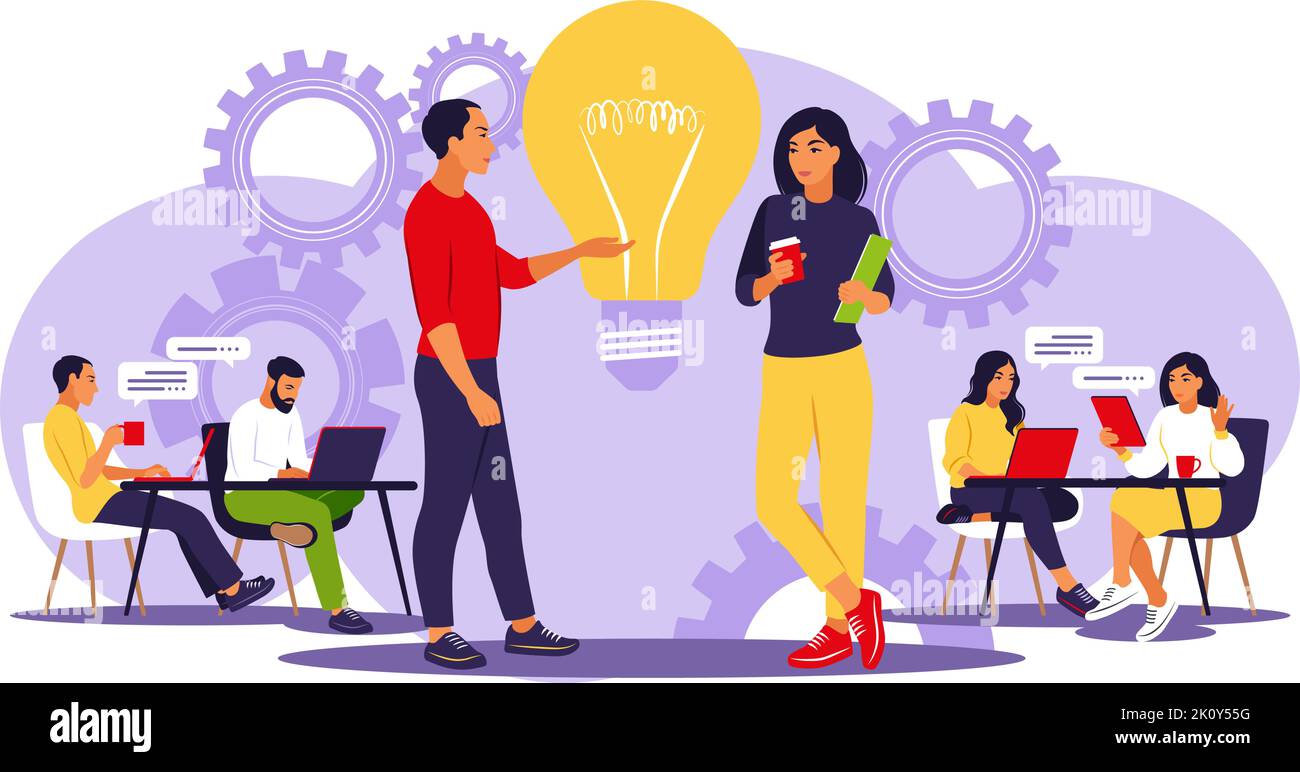 Business team discussing ideas for startup. Colleagues sharing thoughts ...