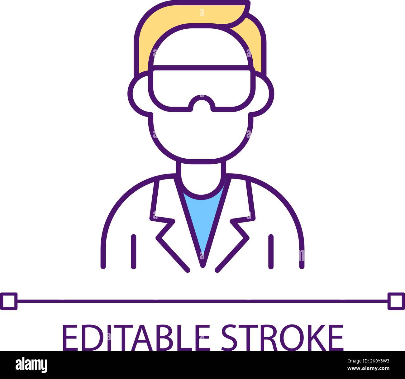 Scientist with goggles and uniform RGB color icon Stock Vector Image ...