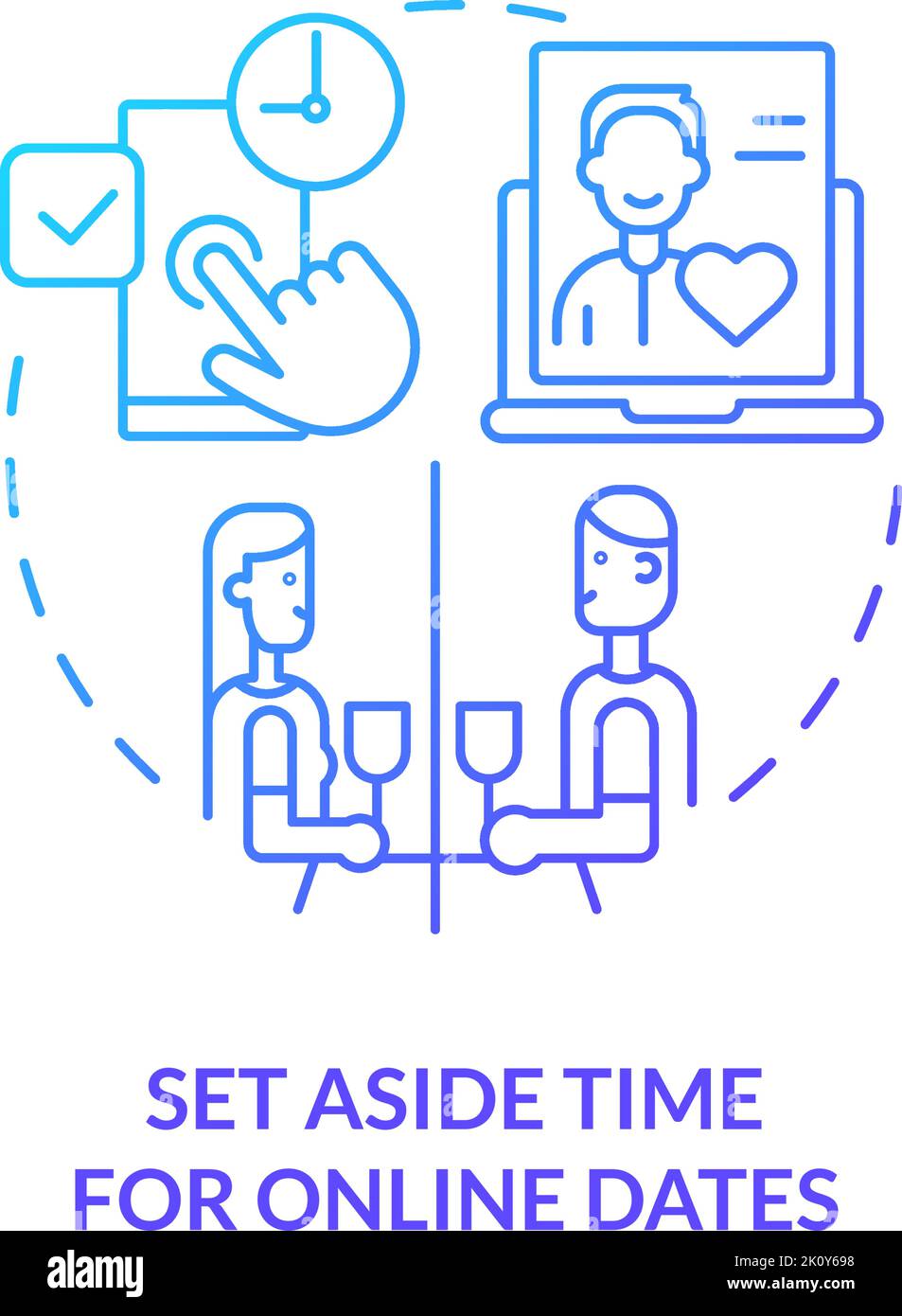 Set aside time for online dates blue gradient concept icon Stock Vector ...