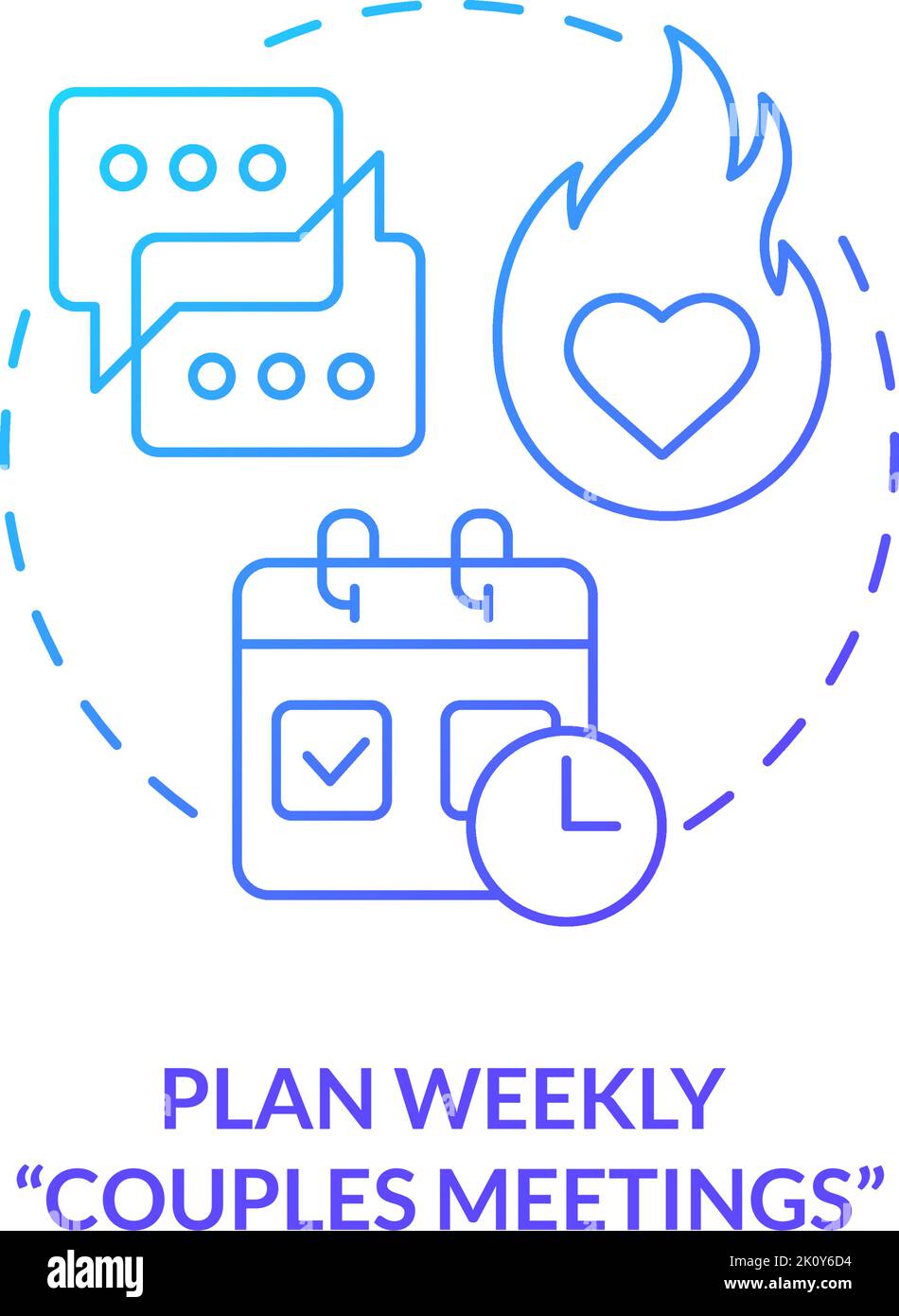 Plan weekly couples meetings blue gradient concept icon Stock Vector ...
