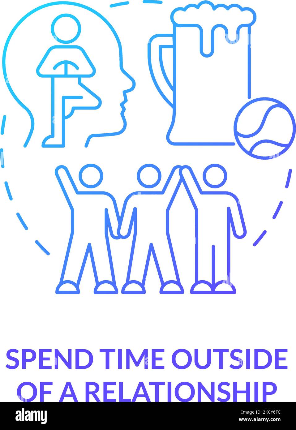 Spend time outside of relationship blue gradient concept icon Stock ... Spend time outside of relationship blue gradient concept icon Stock ...