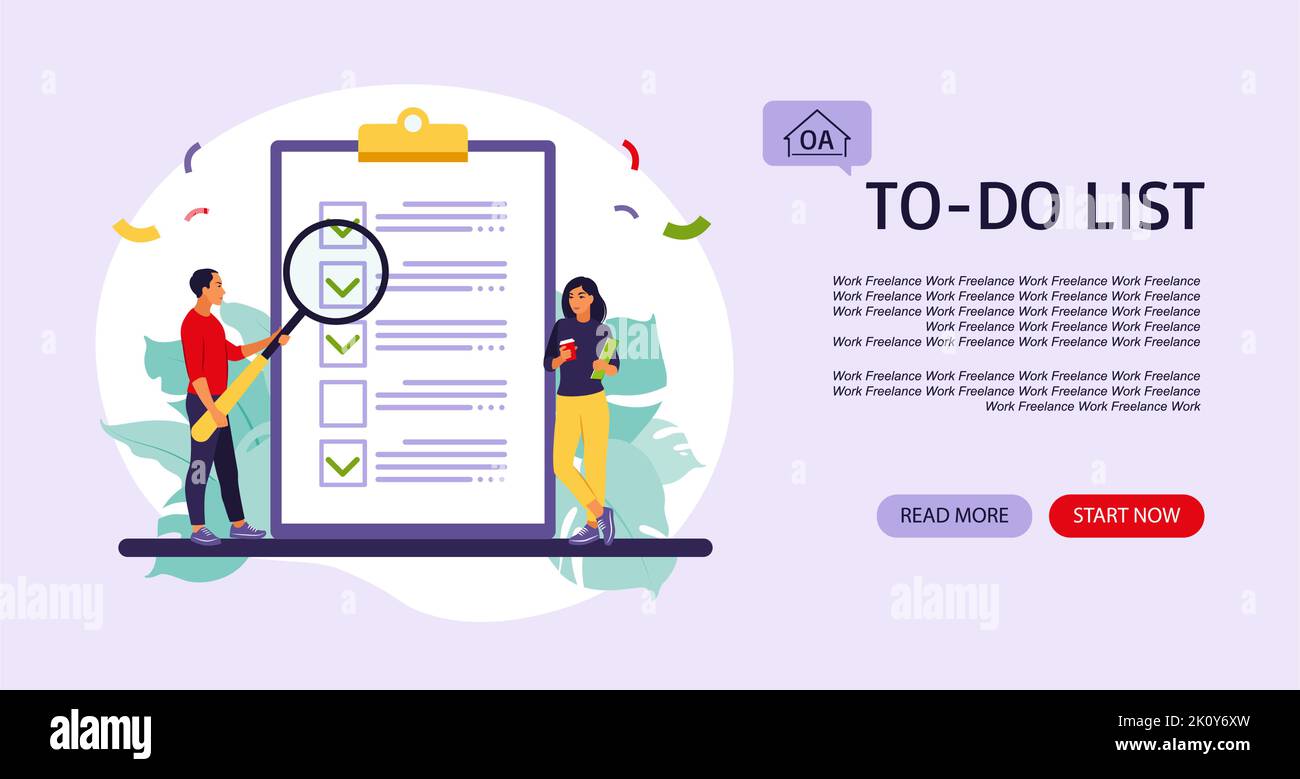 Checklist, to-do list landing page. Business idea, planning or coffee ...