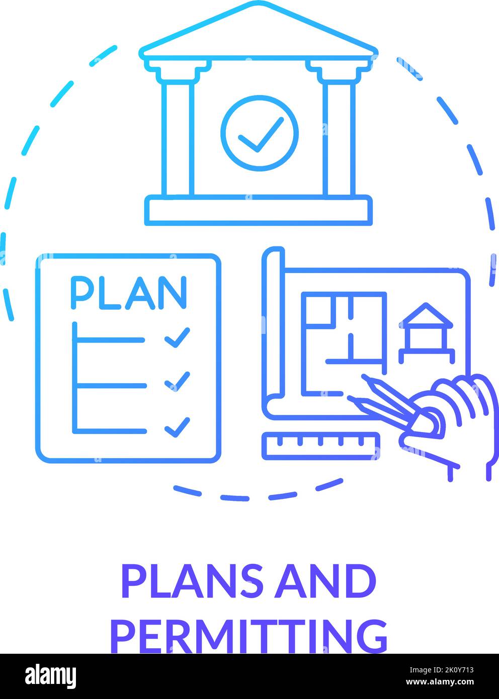 Plans and permitting blue gradient concept icon Stock Vector Image & Art - Alamy
