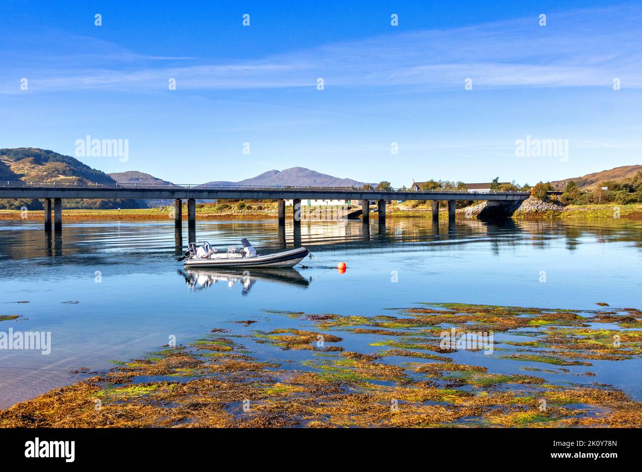 DORNIE KINTAIL SCOTLAND THE A87 ROAD OVER THE LOCH LONG BRIDGE WITH ...